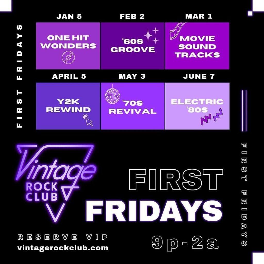 Vintage Rock Club Announces New First Fridays Themes