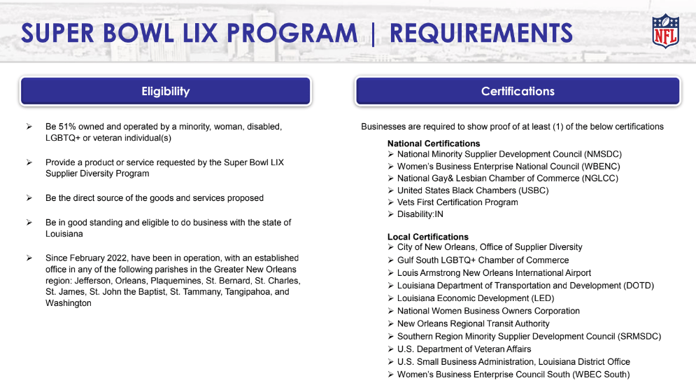 Super Bowl LIX Supplier Diversity Program